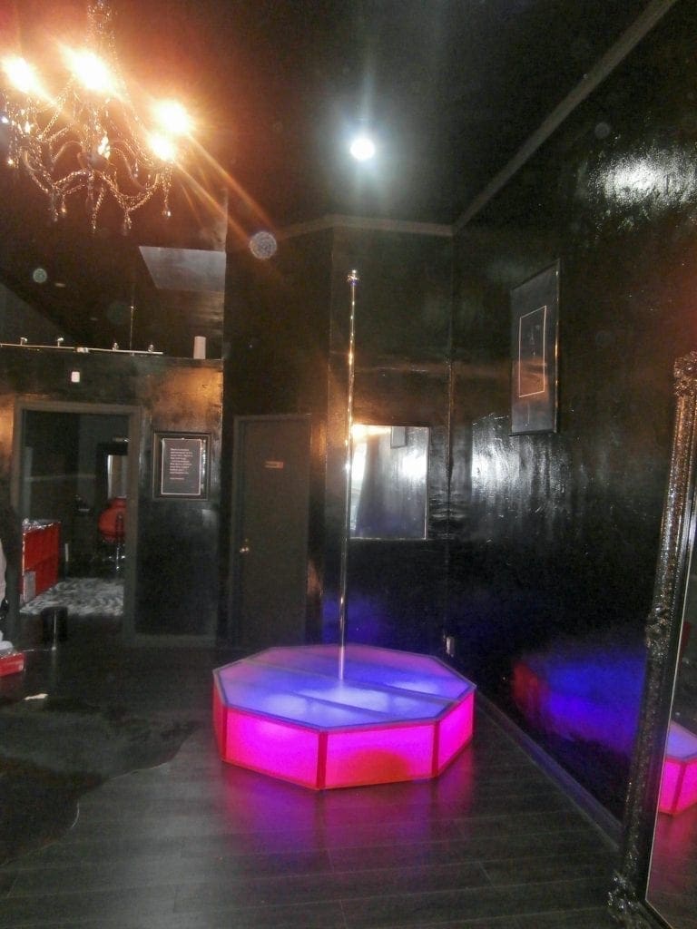 5x5' Pink Octagon Portable Stage & Freestanding Dance Pole