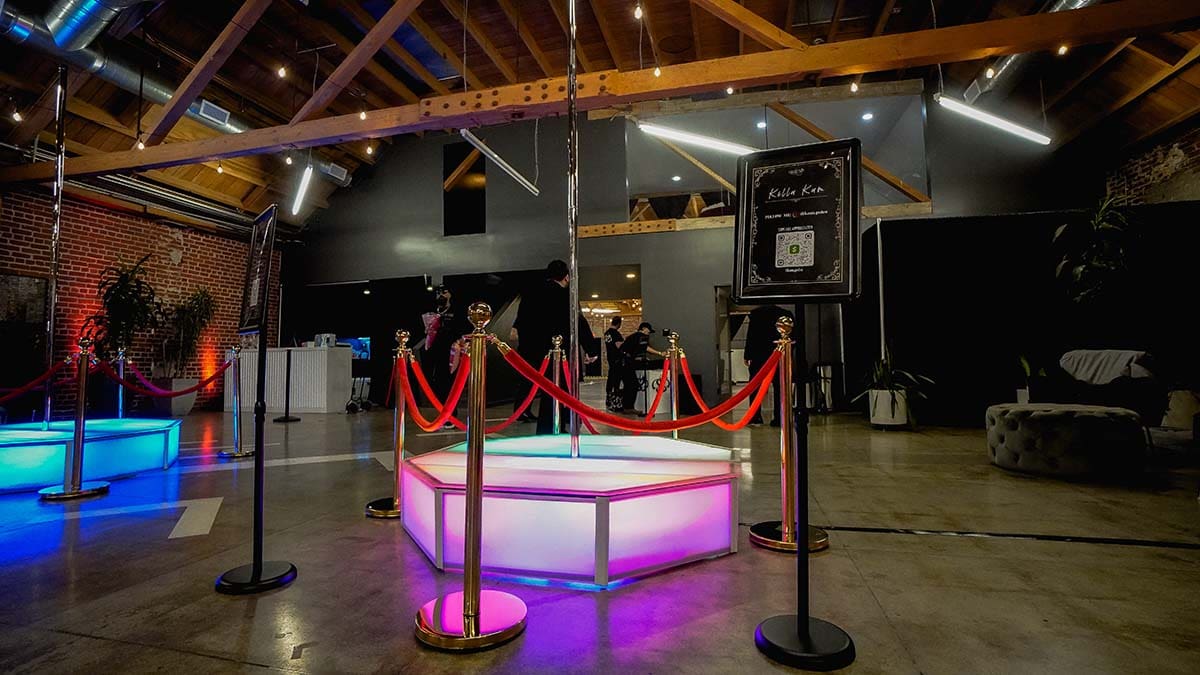 Portable SPINNING Stripper Pole Rentals w/ Octagon Stages